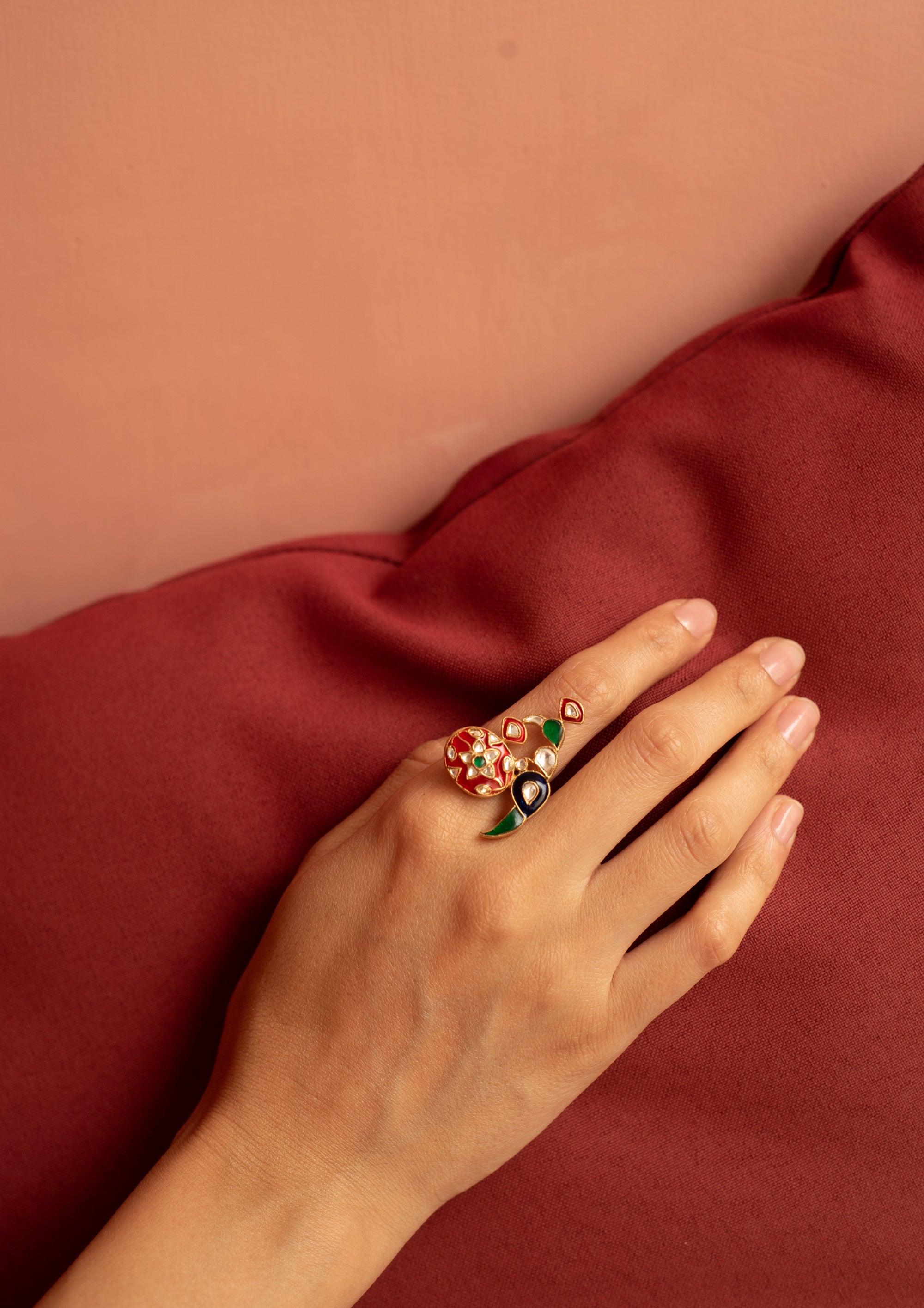 Tota Multicolored Ring (Adjustable) – Vamika Silver, Jaipur